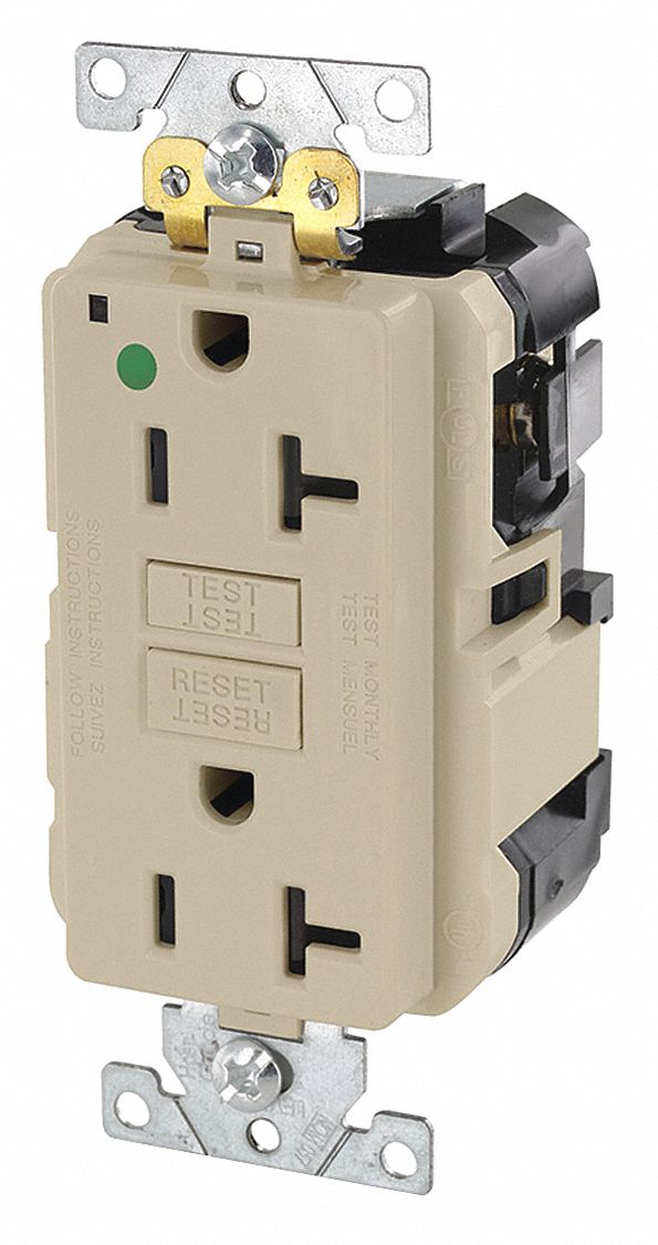 20A Hospital Grade Modular GFCI Receptacle, Ivory; Tamper Resistant: No ...