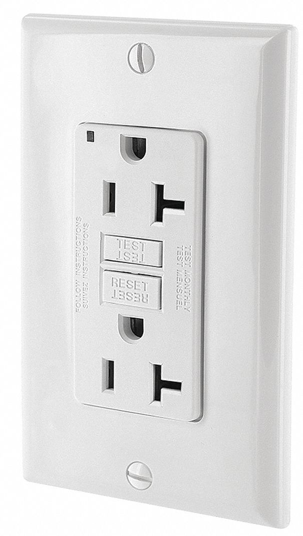 20A Commercial GFCI Receptacle, White; Tamper Resistant: No - Grainger