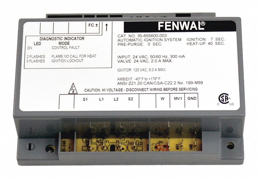 FENWAL IGNITION CONTROLS, Mfr Part # 35-655600-003, Control Board, 24V ...