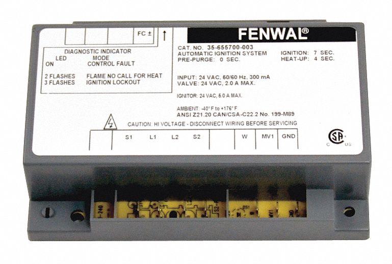 FENWAL IGNITION CONTROLS, Mfr Part # 35-655700-003, Control Board, 24V ...