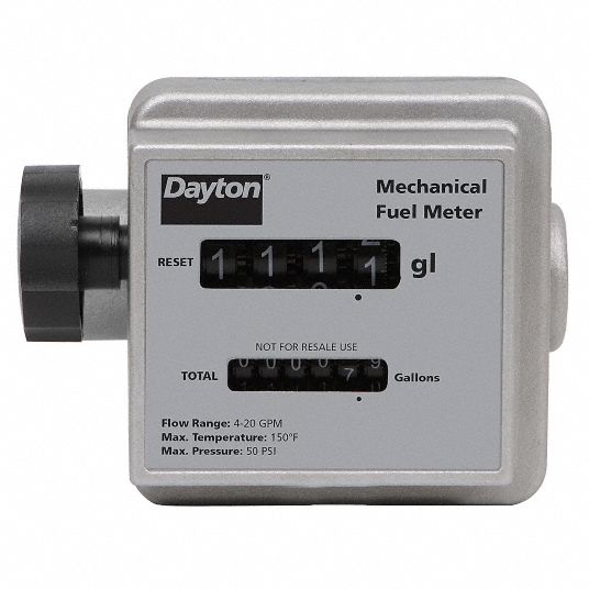 DAYTON, Mechanical Flowmeter, Diesel/Gasoline/Oils, Mechanical ...