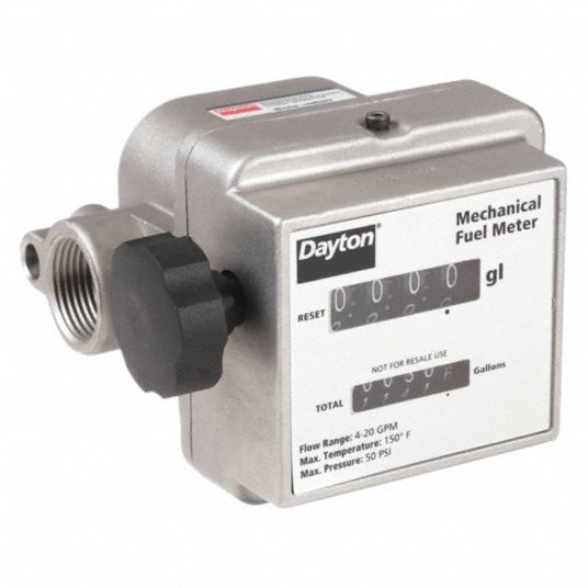 DAYTON, Mechanical Flowmeter, Diesel/Gasoline/Oils, Mechanical ...