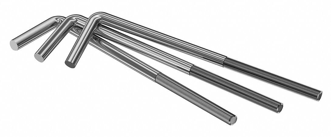 L Hook Anchor, 1 1/4 in Dia, Anchor Bolt - 40N154|12-Anchor Bolt Kit - Grainger