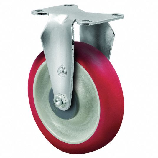 Plate Caster, Rigid, Thermoplastic Rubber, 300 lb, 5 in Wheel Dia ...