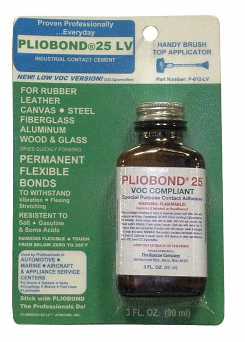 PLIOBOND Contact Cement: 25, Gen Purpose, 3 fl oz, Bottle, Tan, Water ...