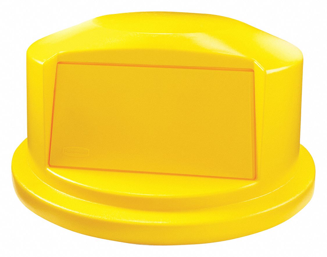 Trash Can Top, Dome, Yellow - Grainger