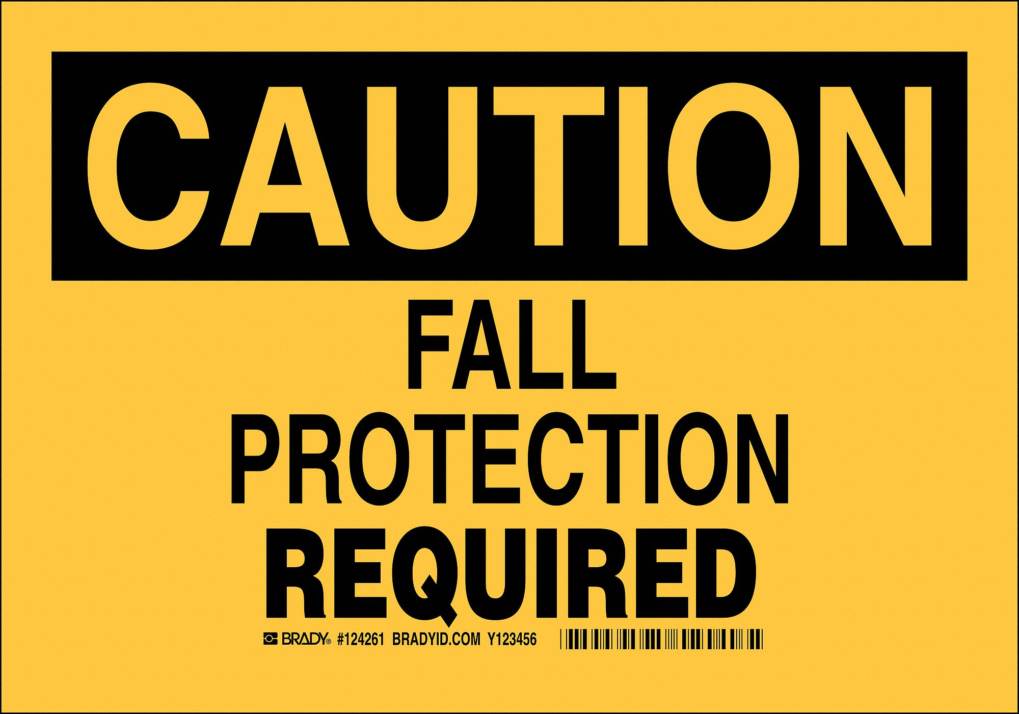 Caution Sign, Fall Protection Required, Header Caution, Rectangle, 10 ...