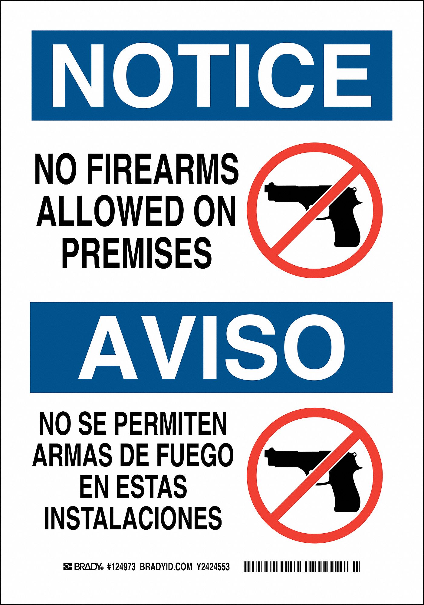 Aluminum, Bilingual Safety Sign, Notice/Aviso, 7 in Width, 10 in Height ...