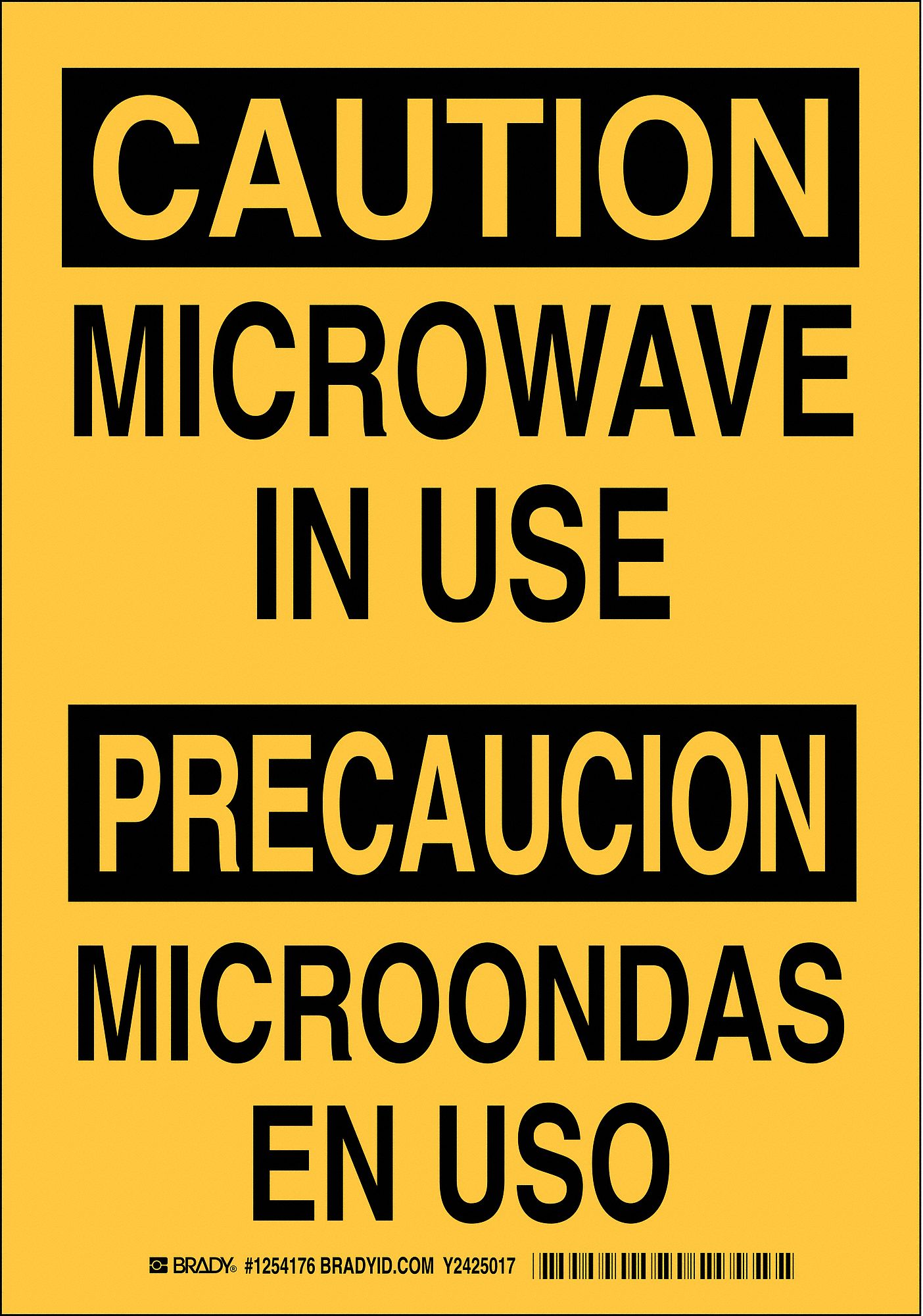 Safety Sign, Microwave In Use/Microondas En Uso, Header Caution ...