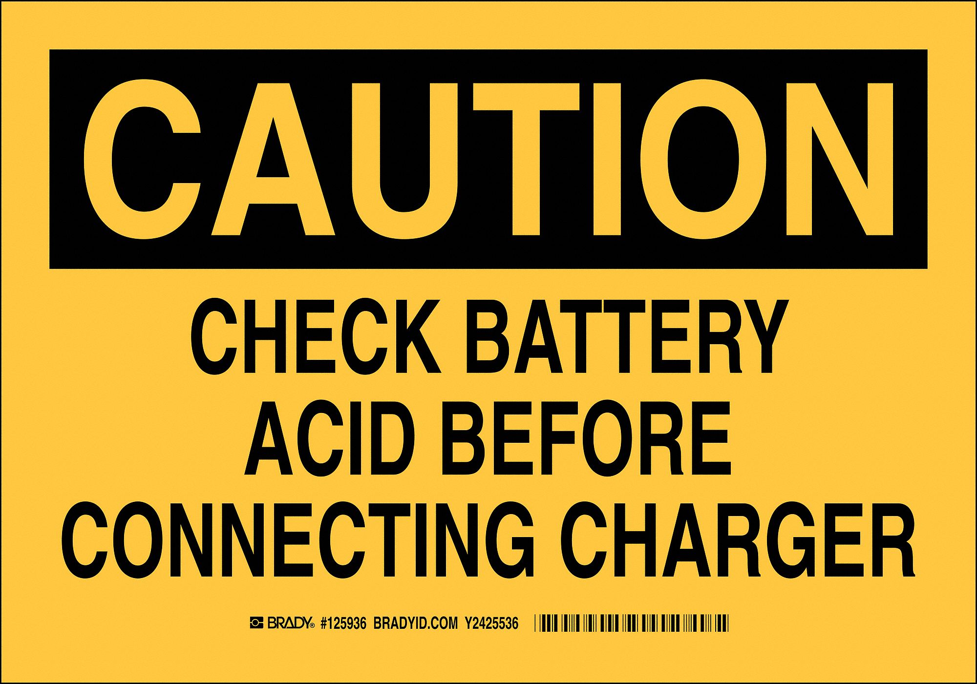 Caution Sign, Check Battery Acid Before Connecting Charger, Header ...