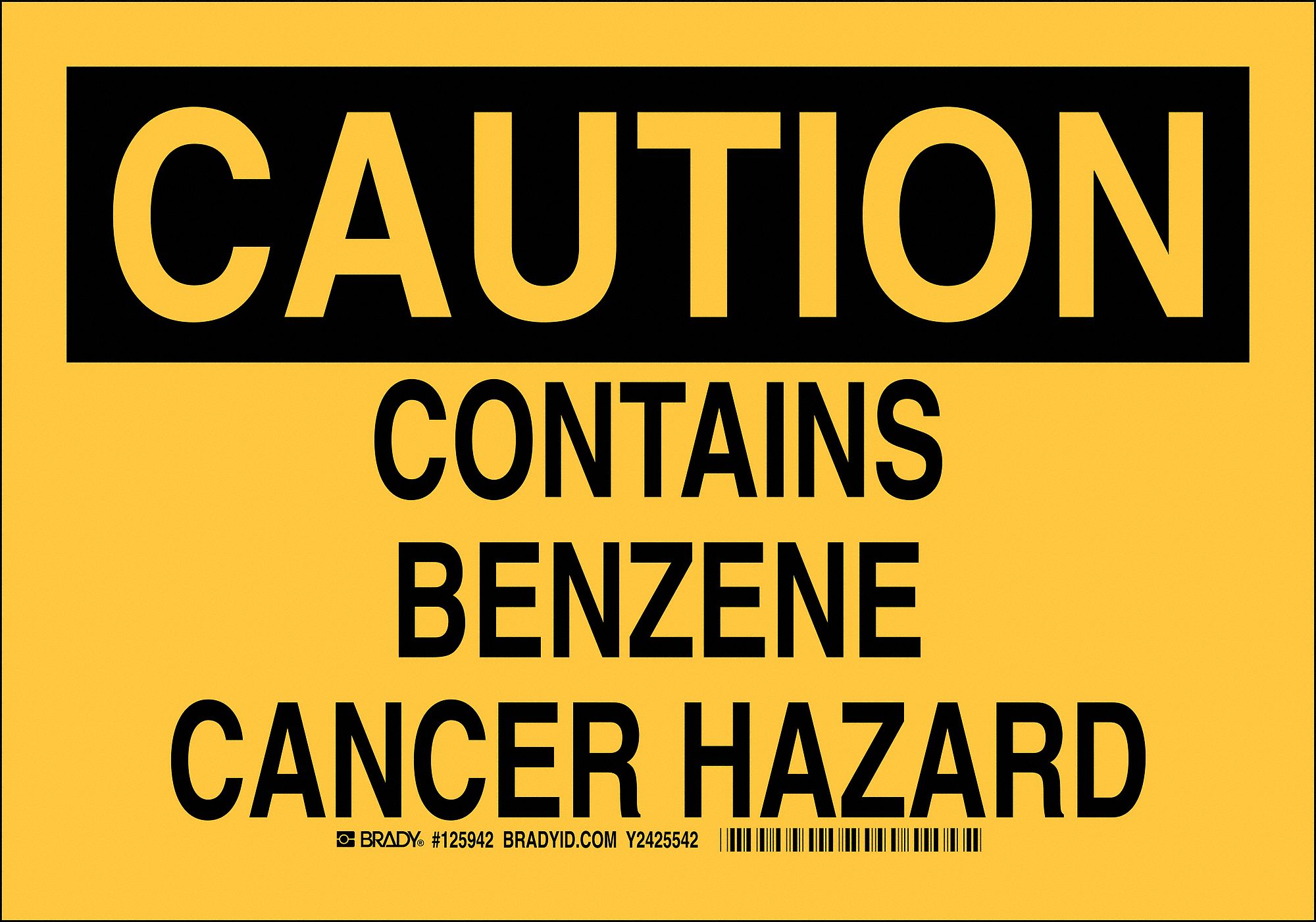 Caution Sign, Contains Benzene Cancer Hazard, Header Caution, Rectangle ...