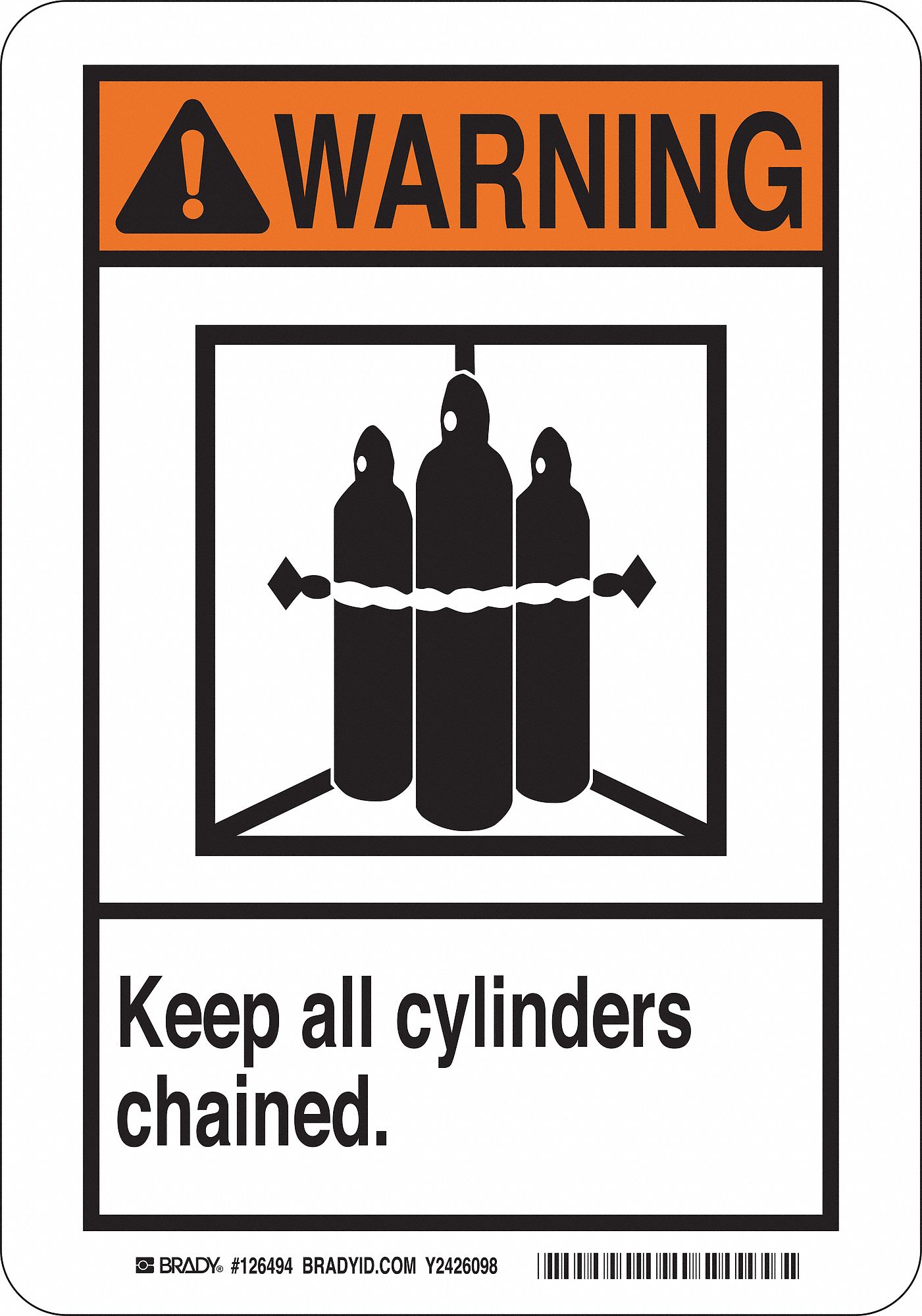 Warning Sign, Keep All Cylinders Chained., Header Warning, Rectangle ...