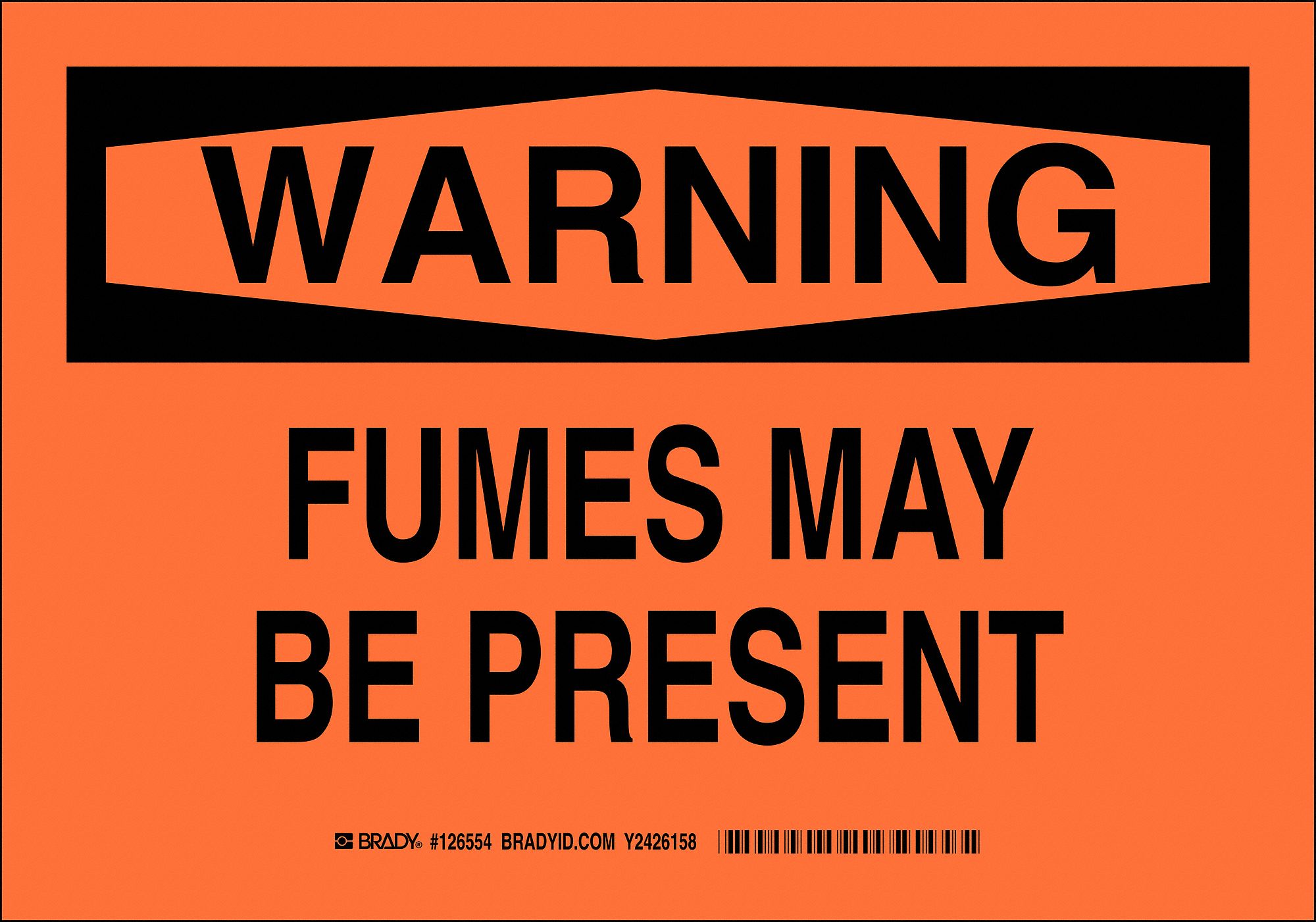Warning Sign, Fumes May Be Present, Header Warning, Rectangle, 10 in ...