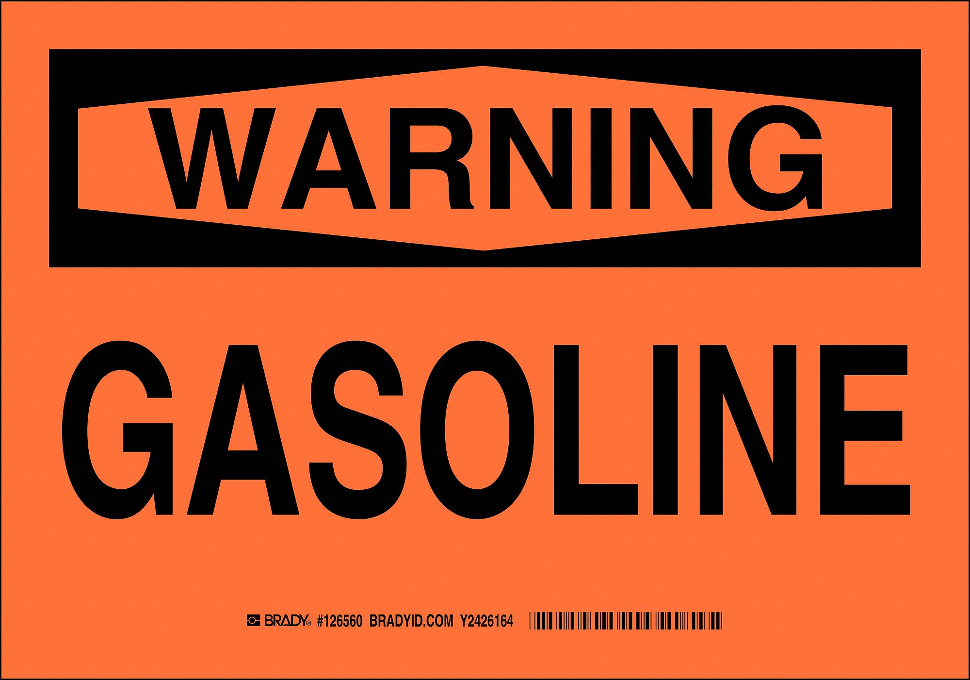 Warning Sign, Gasoline, Header Warning, Rectangle, 10 in Height, 14 in ...