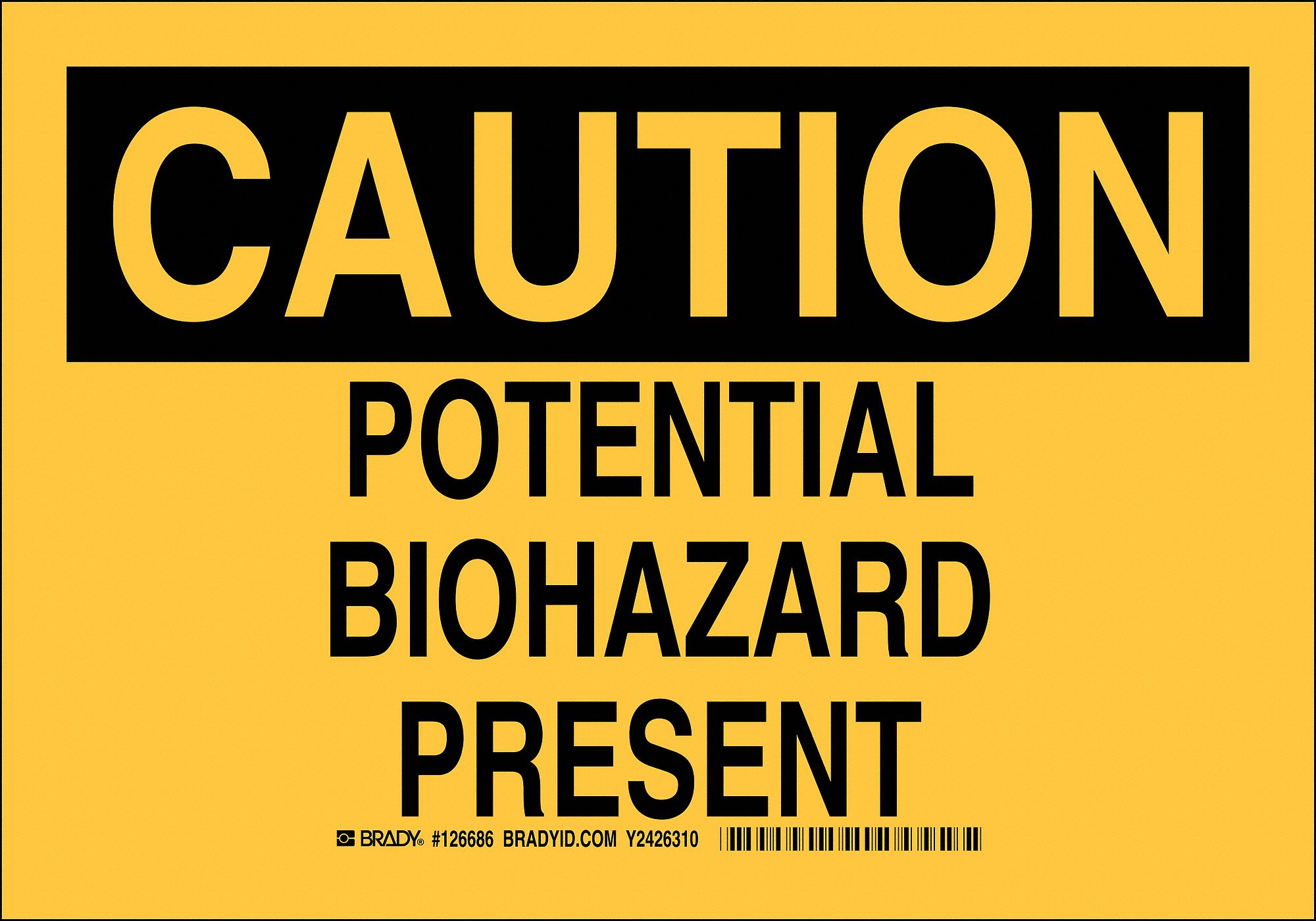 Caution Sign, Potential Biohazard Present, Header Caution, Rectangle, 7 ...
