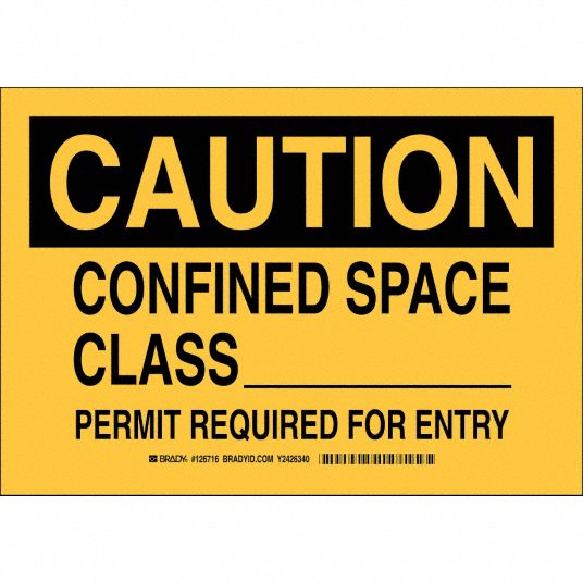 Caution Sign, Confined Space Class _________ Permit Required For Entry ...