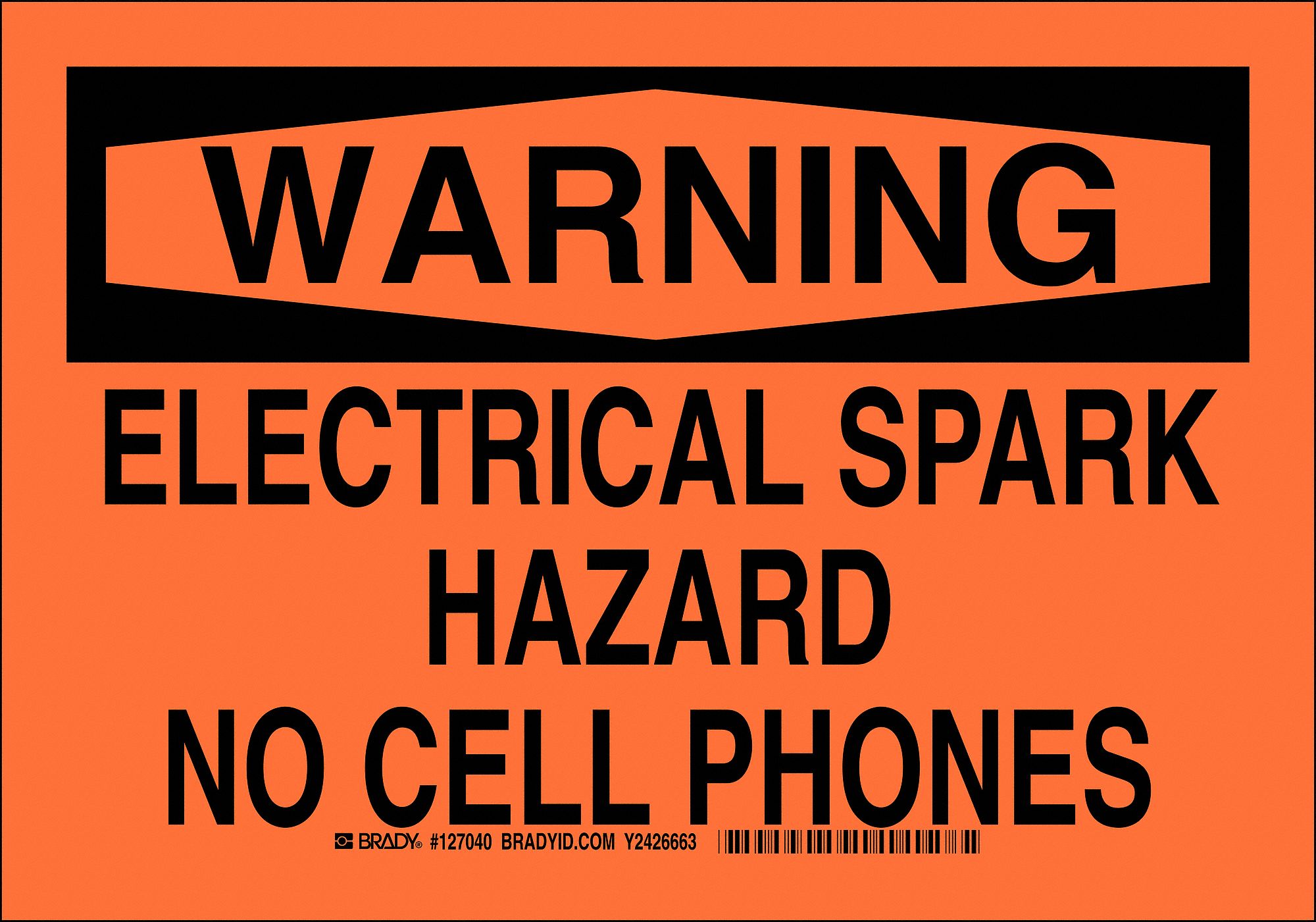 Warning Sign, Electrical Spark Hazard No Cell Phones, Header Warning ...