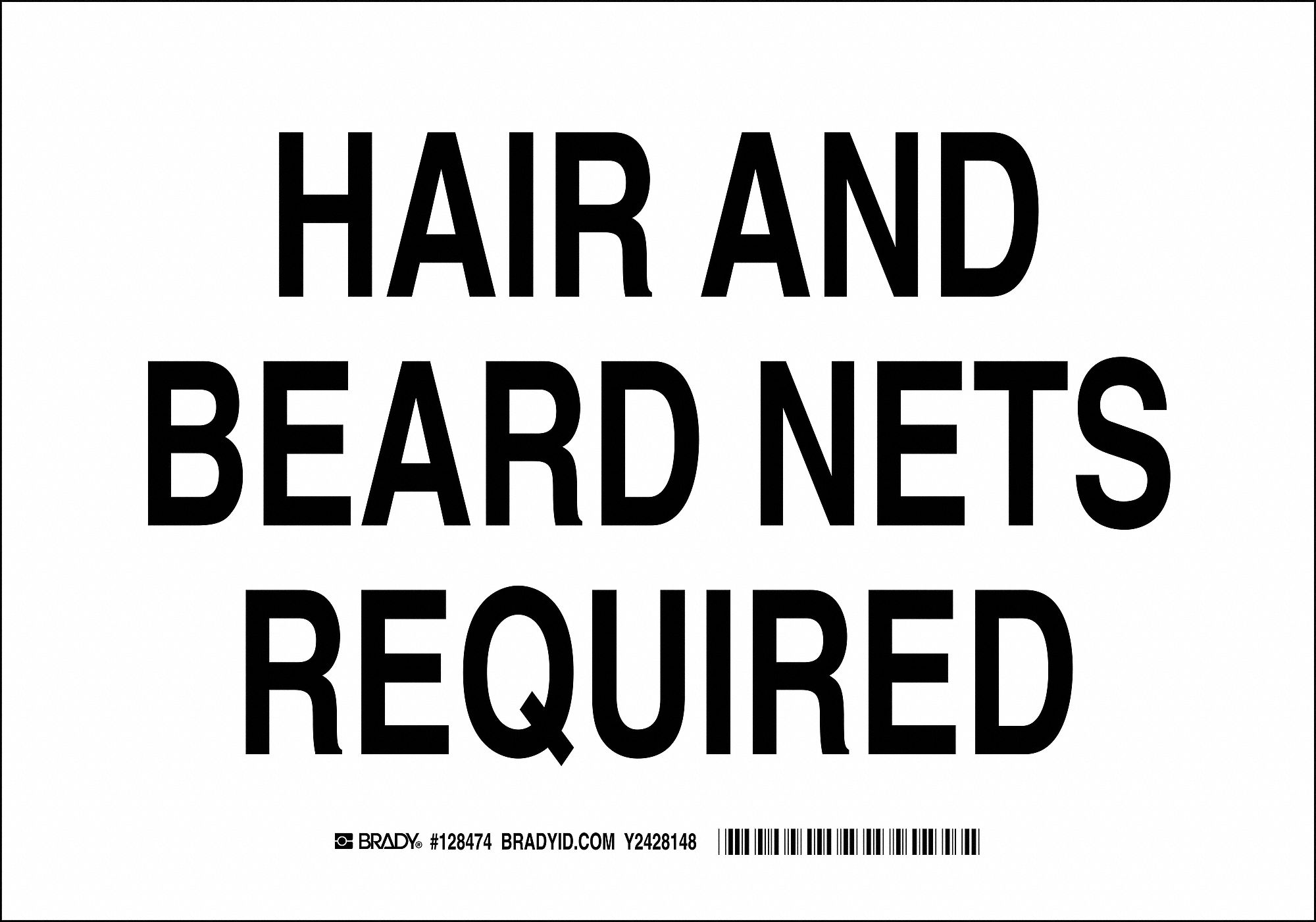 Personal Protection Sign, Hair And Beard Nets Required, Header No ...