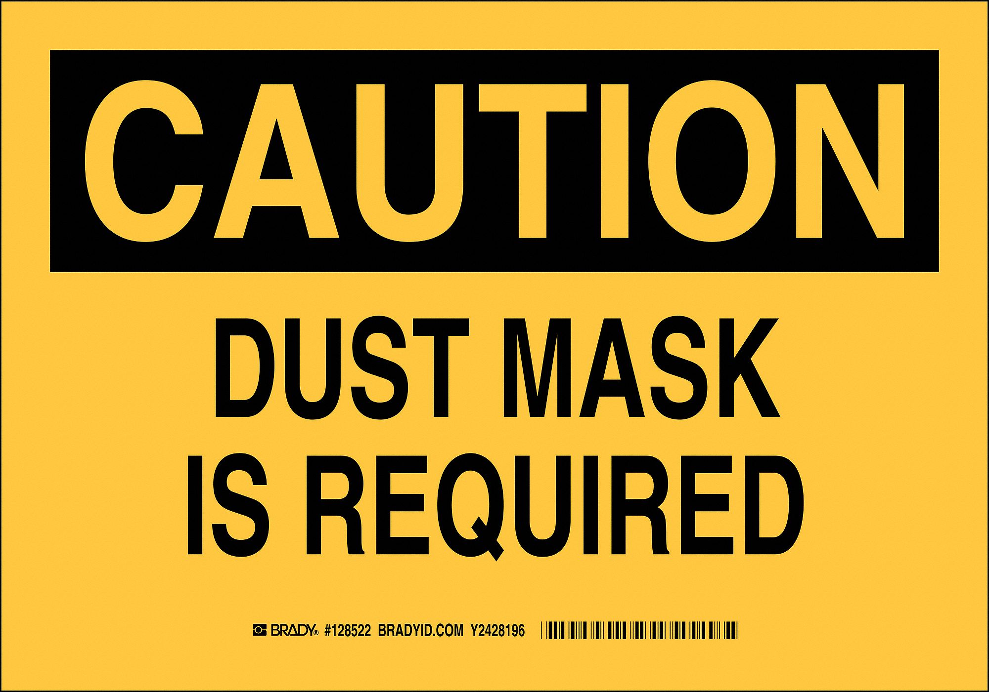 Caution Sign, Dust Mask Is Required, Header Caution, Rectangle, 10 in ...