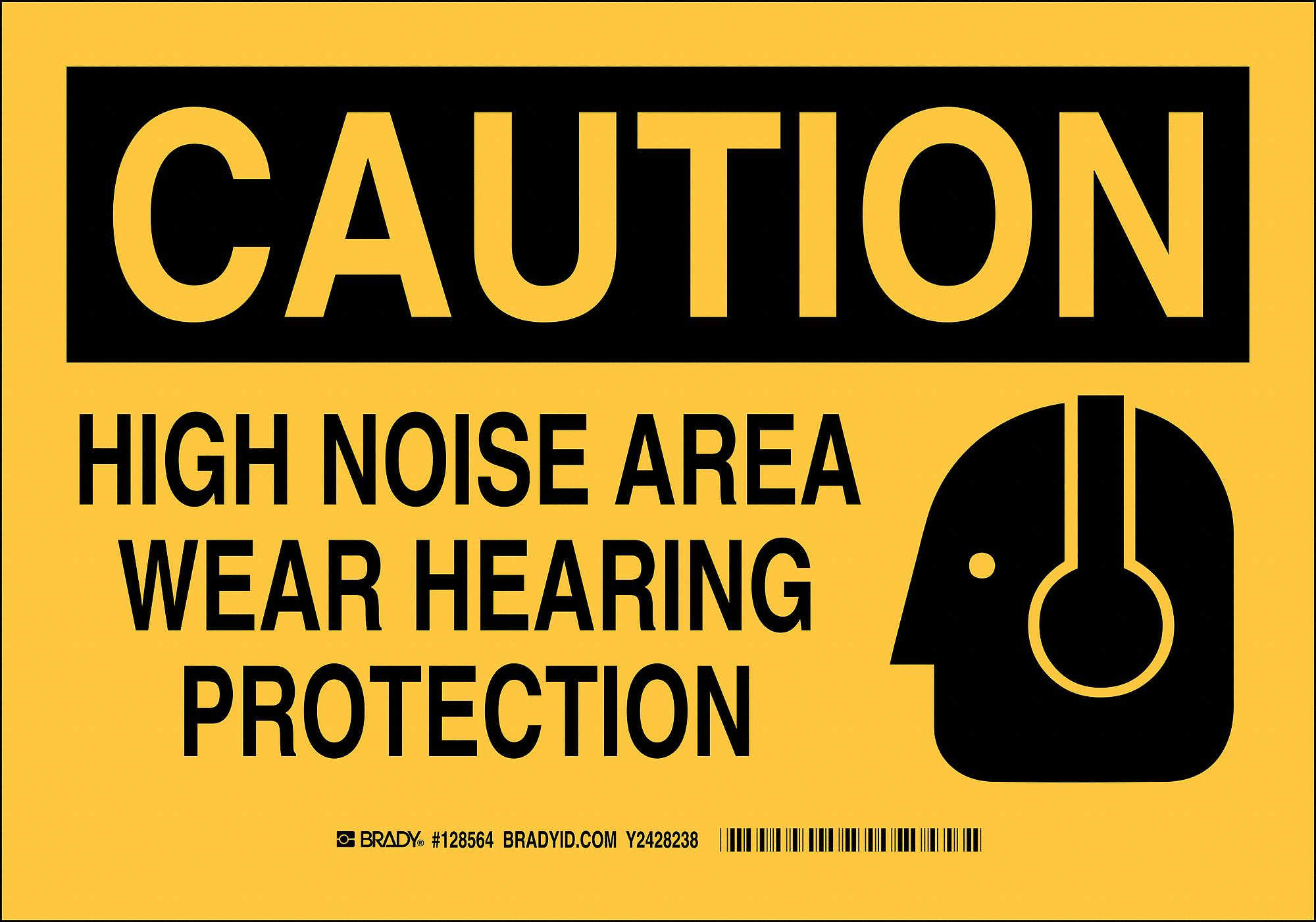 Caution Sign, High Noise Area Wear Hearing Protection, Header Caution ...