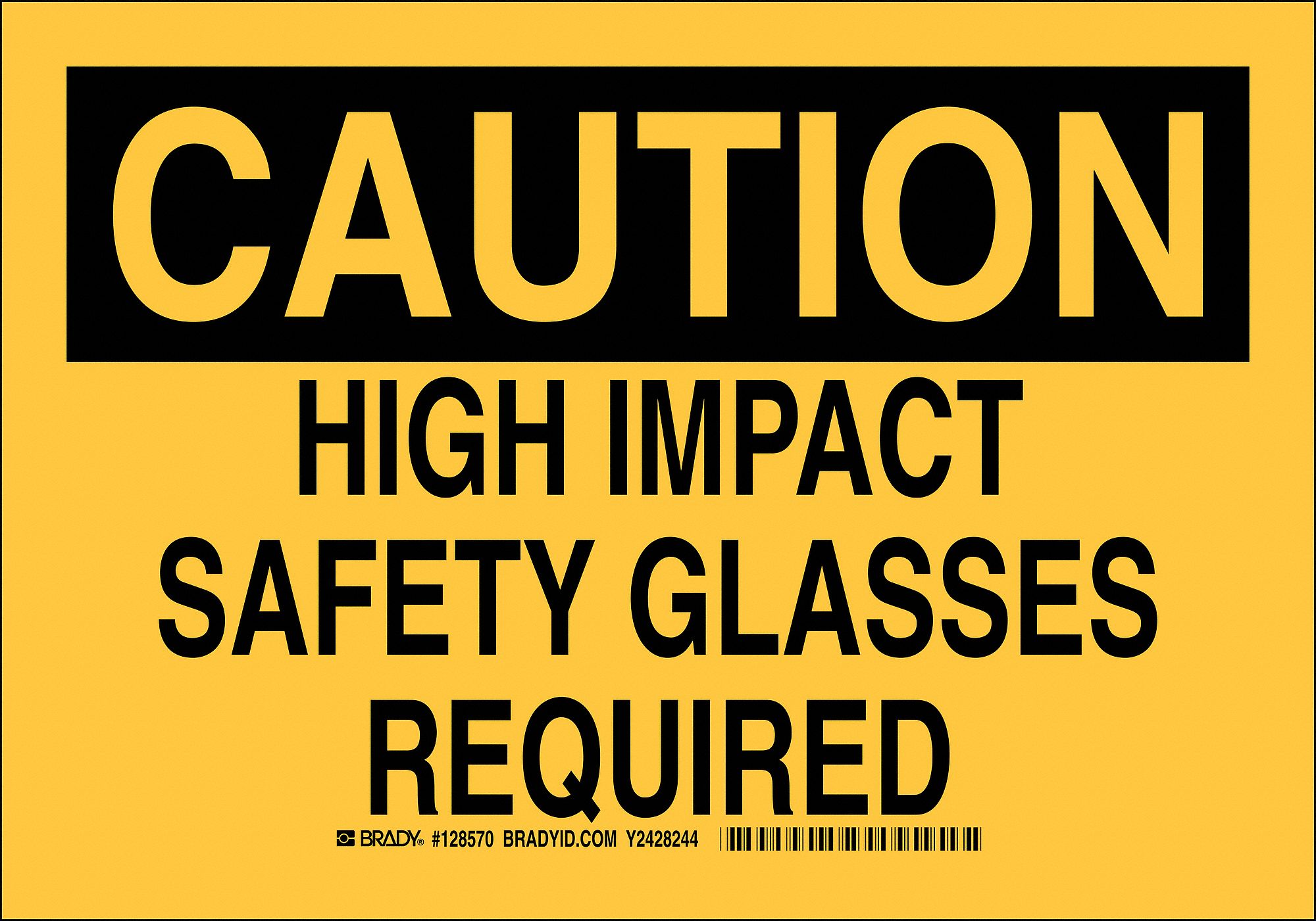 Caution Sign, High Impact Safety Glasses Required, Header Caution ...