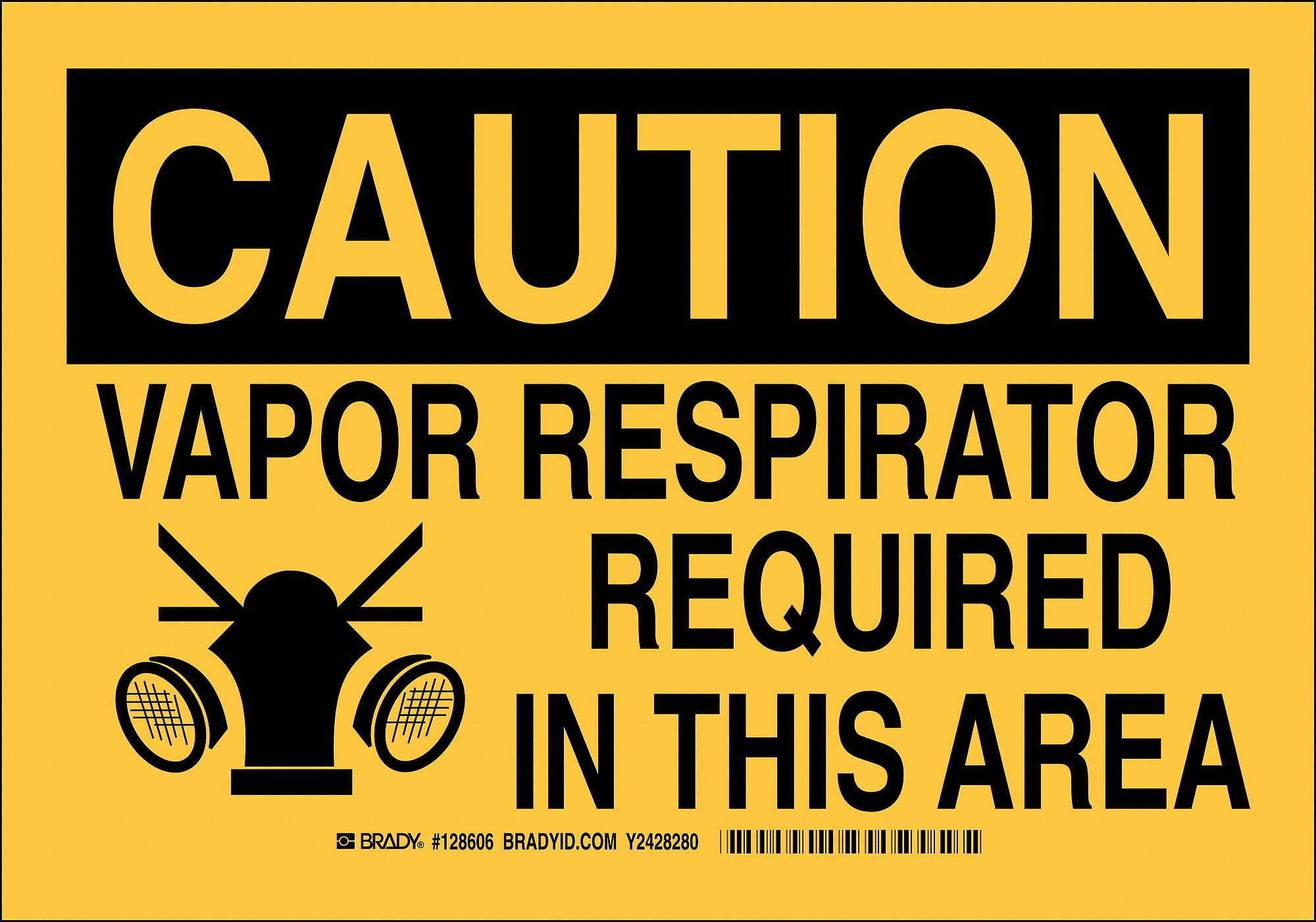 Caution Sign, Vapor Respirator Required In This Area, Header Caution ...