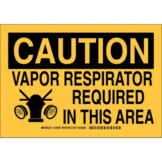 Caution Sign, Vapor Respirator Required In This Area, Header Caution ...