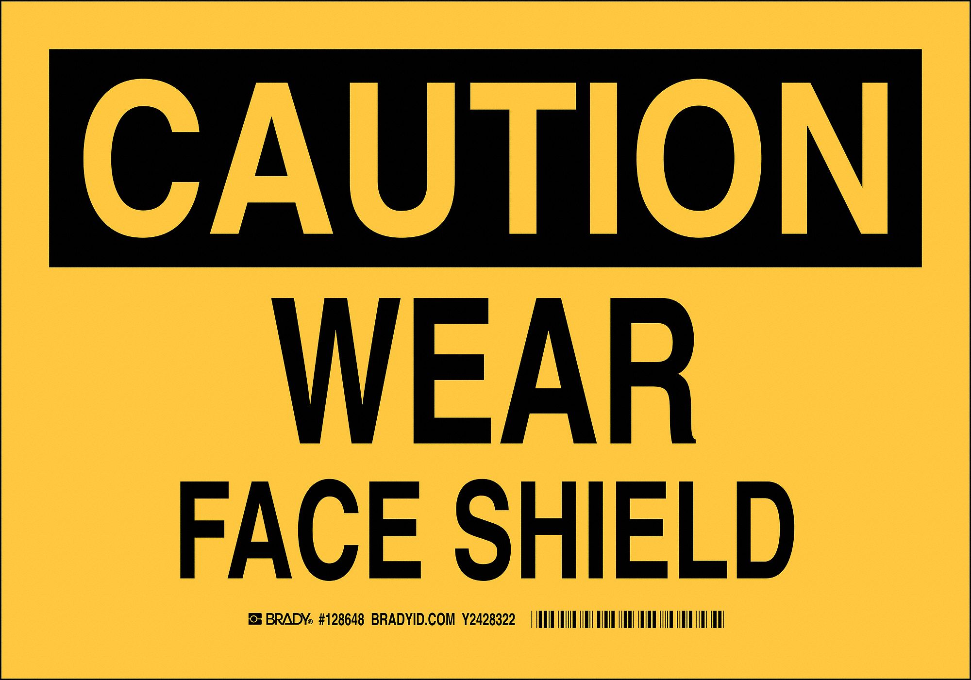 Caution Sign, Wear Face Shield, Header Caution, Rectangle, 7 in Height ...