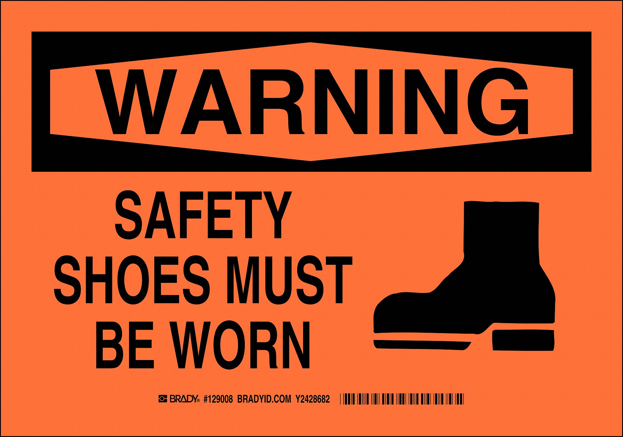 Warning Sign, Safety Shoes Must Be Worn, Header Warning, Rectangle, 7 ...