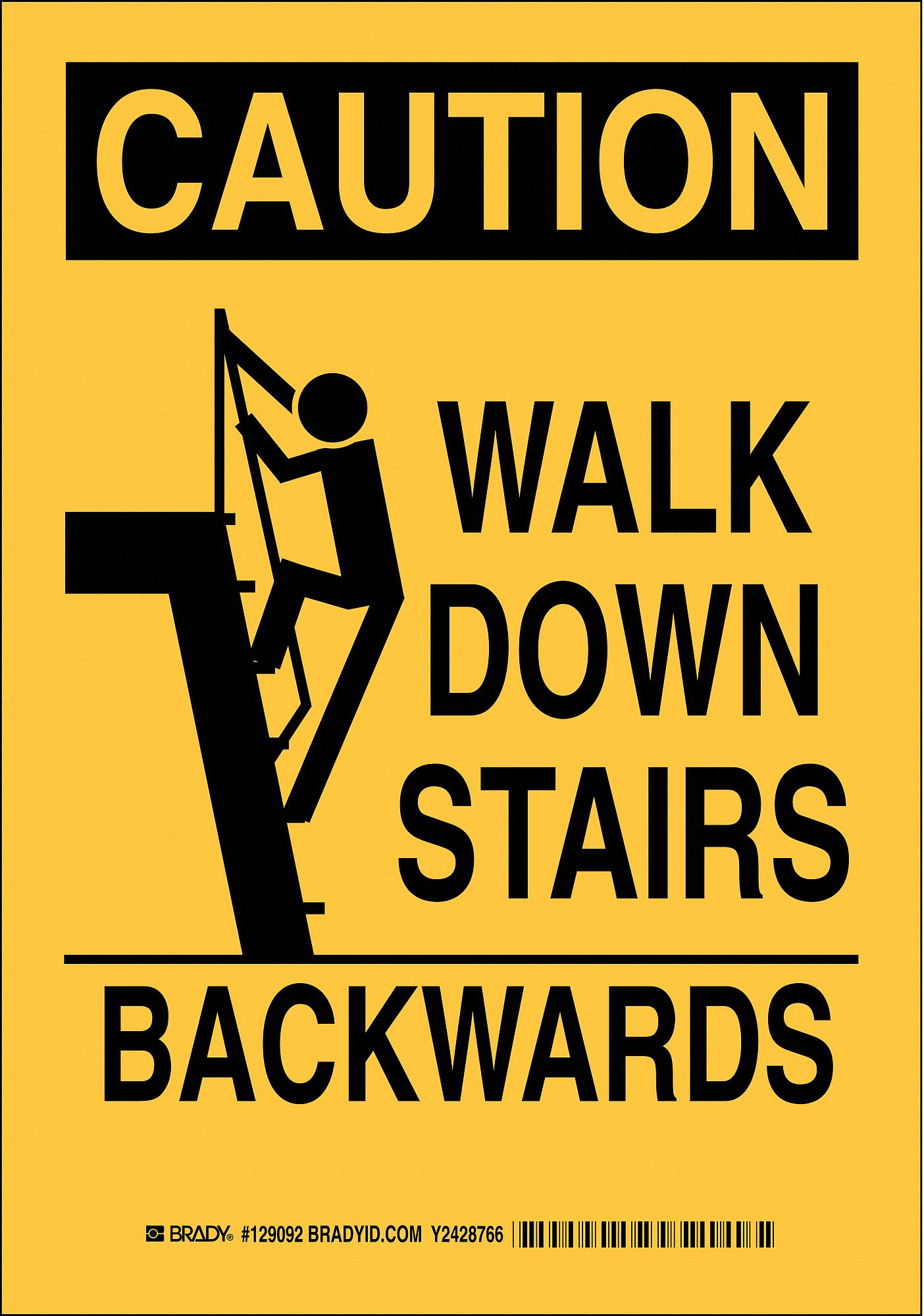 Plastic, Caution Sign, 10" Width, 14" Height, Double-Sided No, Walk ...