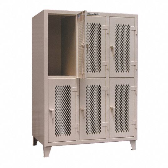 STRONG HOLD Wardrobe Locker: 54 in x 34 in x 78 in, 2 Tiers, 3 Units ...