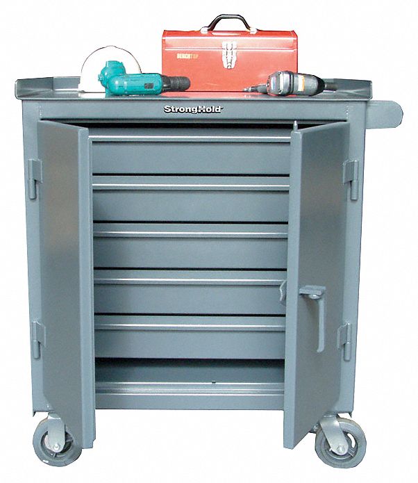 STRONG HOLD, Gray / Gray Drawer, 36 in W x 24 in D x 44 in H, Rolling ...