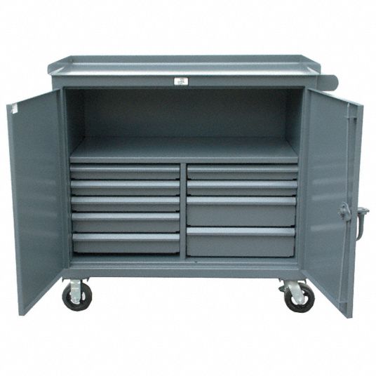 STRONG HOLD, Gray / Gray Drawer, 49 in W x 25 in D x 47 in H, Rolling ...