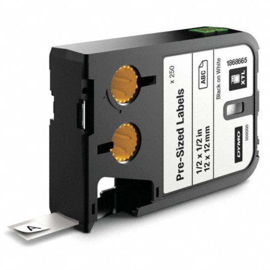 1/2 in x 1/2 in, Halogen Free Polyester, Precut Label Roll Cartridge ...