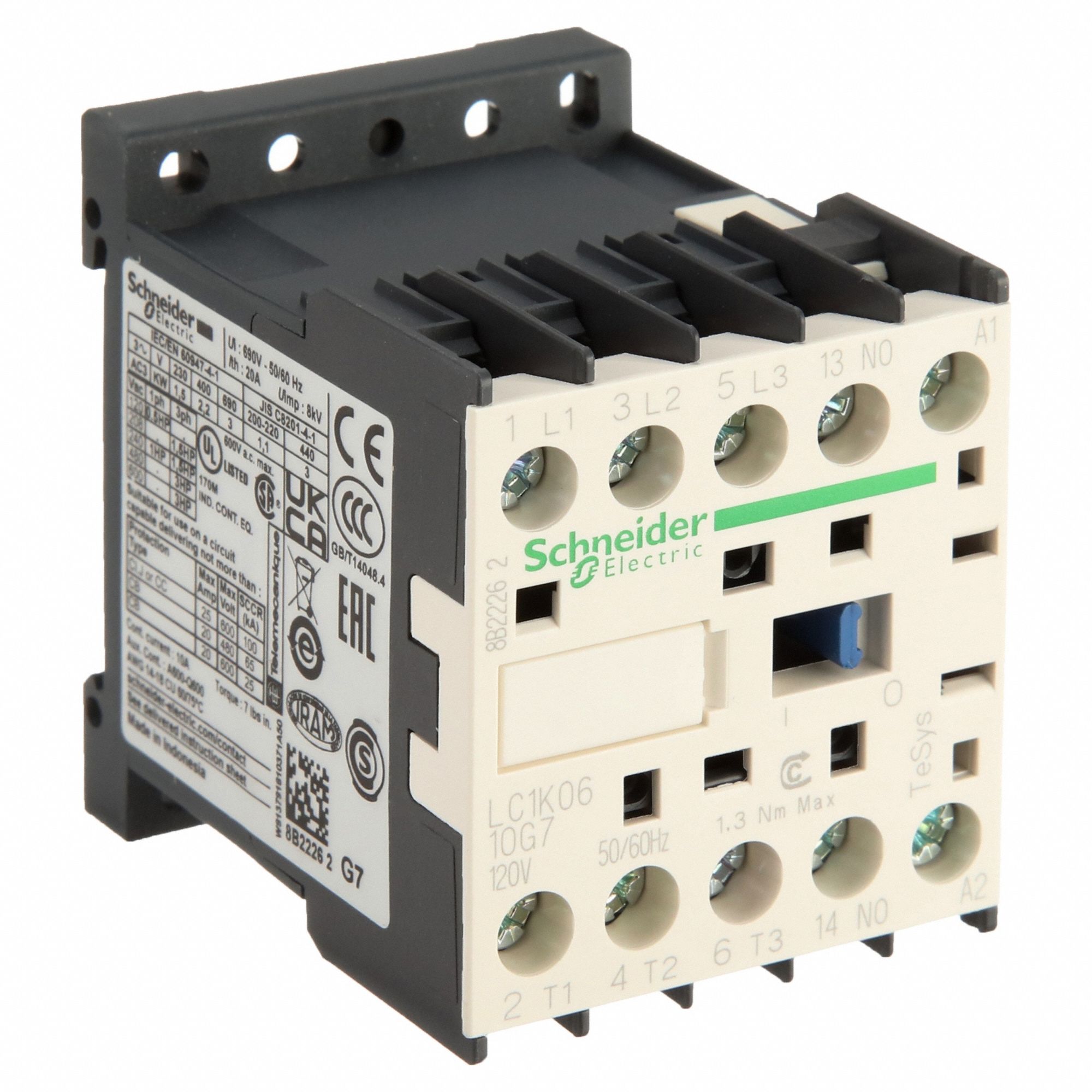 SCHNEIDER, Non-Reversing, 3 Poles, Miniature IEC Magnetic Contactor ...