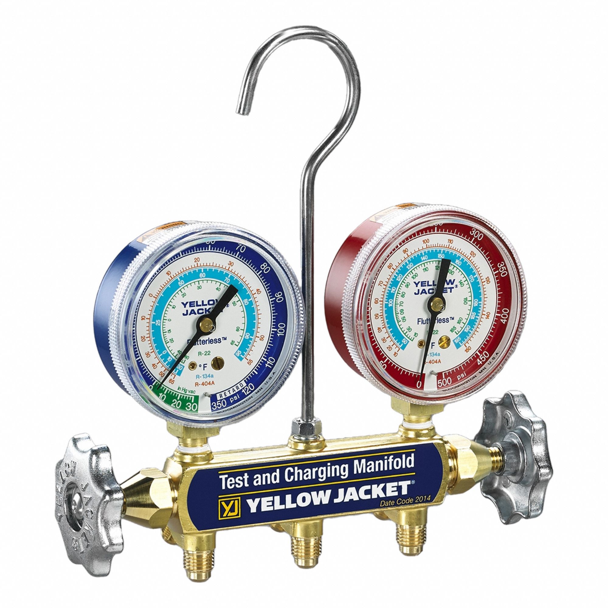 YELLOW JACKET, 2 Valves, 0 Hoses, Manifold Gauge - 809JY1|41202 - Grainger