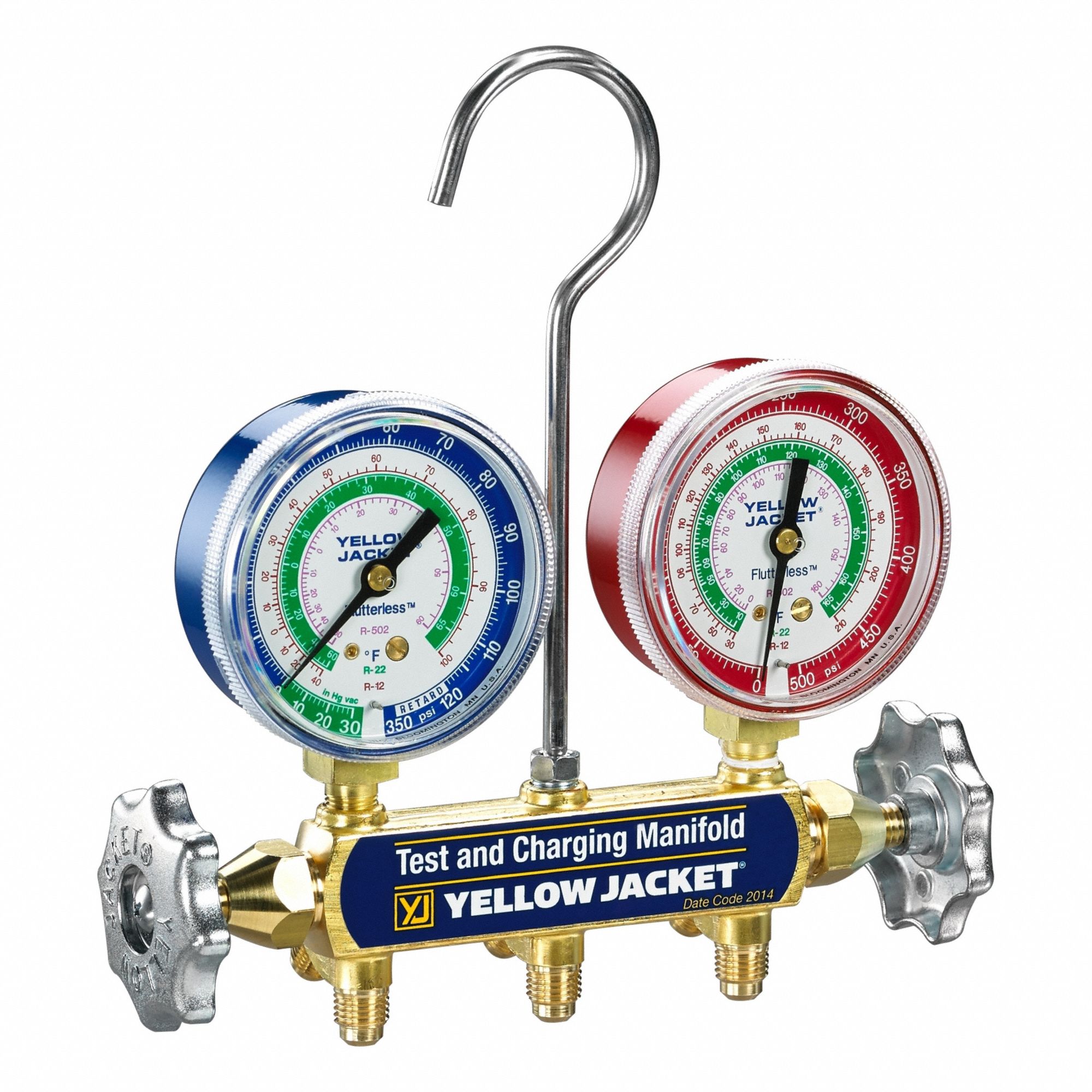 YELLOW JACKET, 2 Valves, 0 Hoses, Manifold Gauge - 809JY3|41212 - Grainger