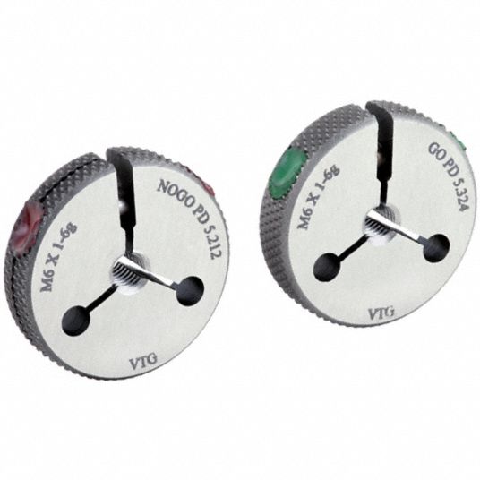 VERMONT GAGE, Go (Minus) to Go (Plus), M6 x 1.00 Thread Size, Threaded Ring Gauge - 413K06 ...