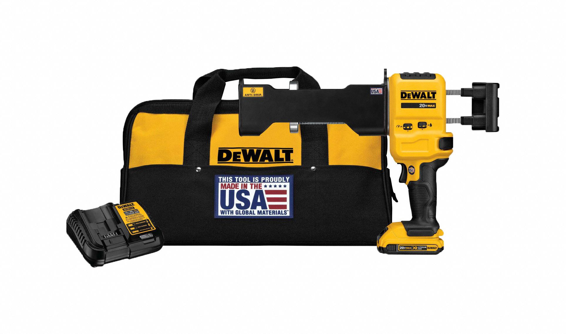DEWALT Caulk Gun Kit: 20V DC, 1:1, Cartridge, 20.5 oz For Container ...