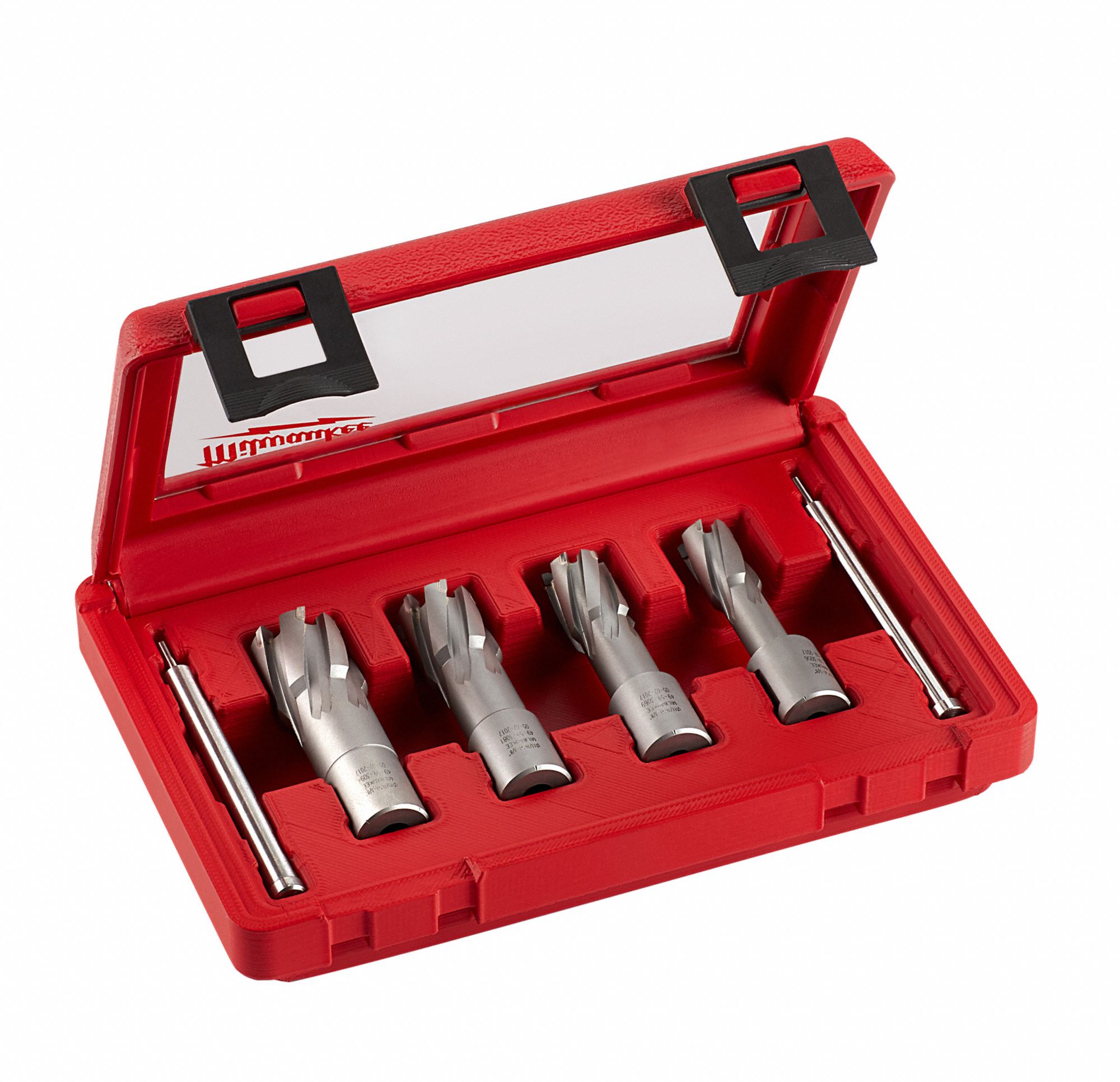 MILWAUKEE Annular Cutter Set: 1 3/8 in Max Cutting Dp, Pilot Pin Included, Bright (Uncoated ...