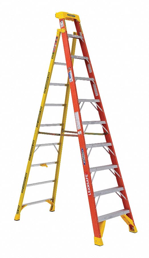 WERNER, 10 ft Ladder Size, Fiberglass, Stepladder - 416K79|L6210 - Grainger