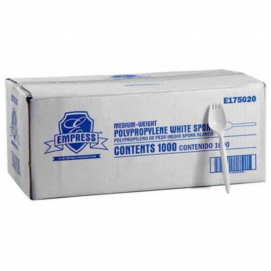 White, Medium-Wt, Disposable Spork - 800DL5|E175020 - Grainger