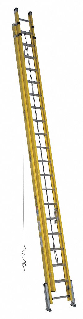 WERNER 40 ft. Fiberglass Extension Ladder, 300 lb. Load Capacity, 134.5 ...