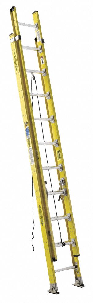 WERNER 20 ft Fiberglass Extension Ladder, 375 lb Load Capacity, 47.0 lb ...
