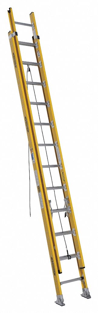 WERNER, 24 ft Ladder Size, Fiberglass, Extension Ladder - 41D260|7124-2 ...