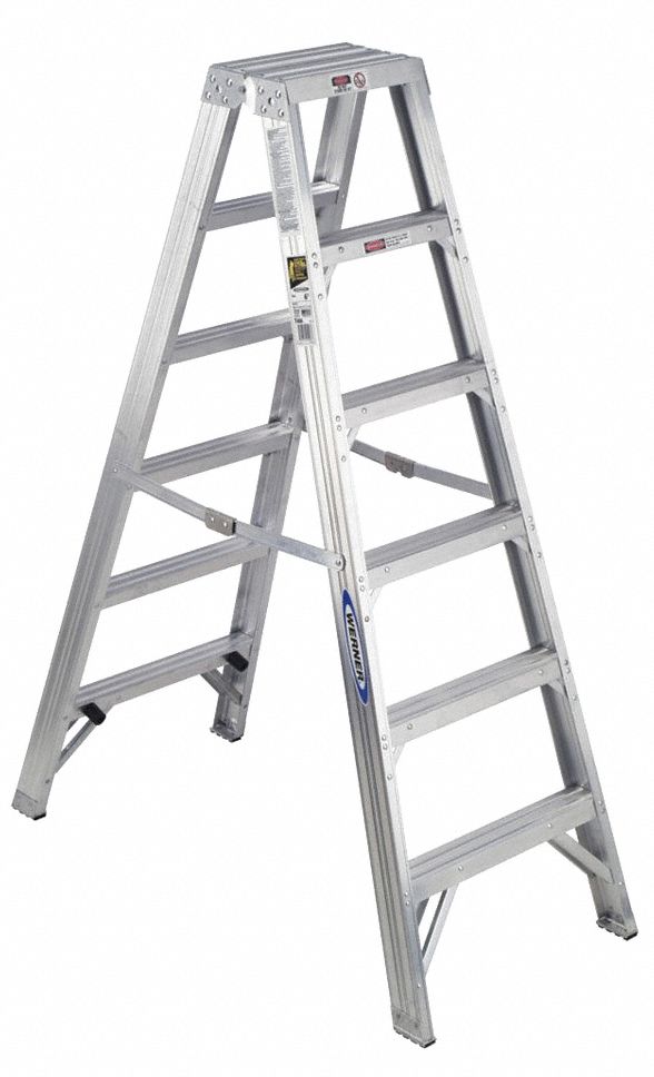 WERNER, 6 ft Ladder Size, Aluminum, Stepladder - 41D288|T406 - Grainger