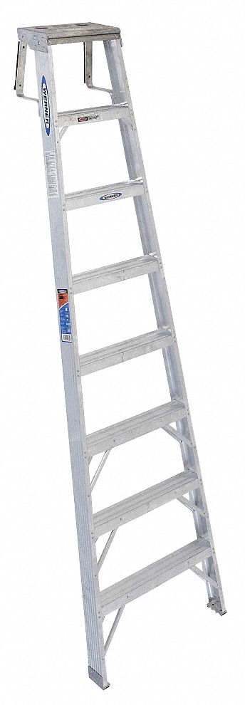 WERNER Escalera con Estantes de Aluminio, 8 pies Alt, 8 Peldaños, 300 ...