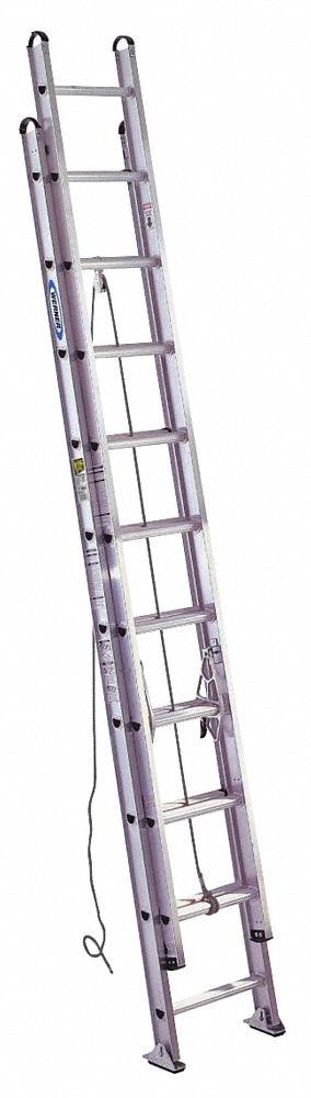 WERNER 20 ft Aluminum Extension Ladder, 375 lb Load Capacity, 42.0 lb ...