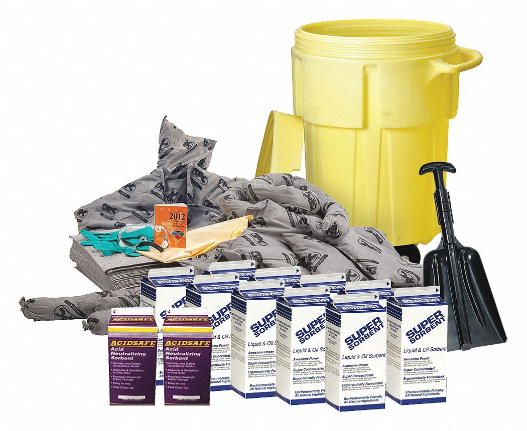 BRADY SPC ABSORBENTS, 55 gal, Yellow, Spill Kit - 41EN78|SKA-55-SORB - Grainger