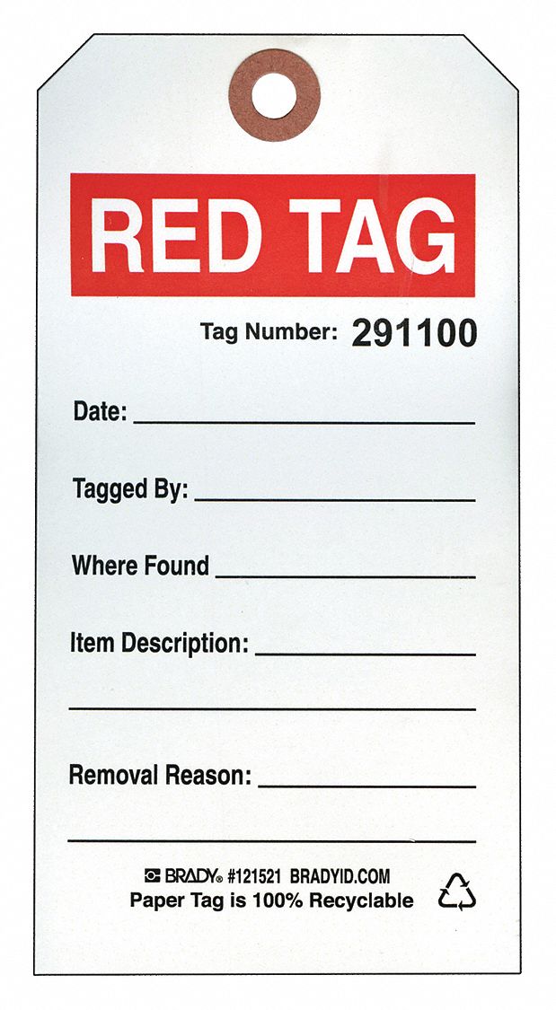 5S Red Tag Board, 12 in Overall Ht, Red Tag Station - 41F346|122054 ...